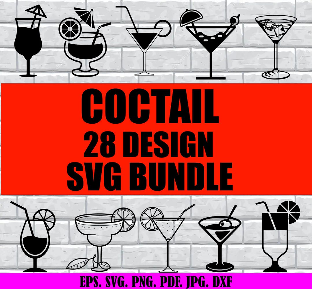 Cocktail Svg Bundle, Cocktail Clipart, Cocktail Glasses Svg, Cocktail ...