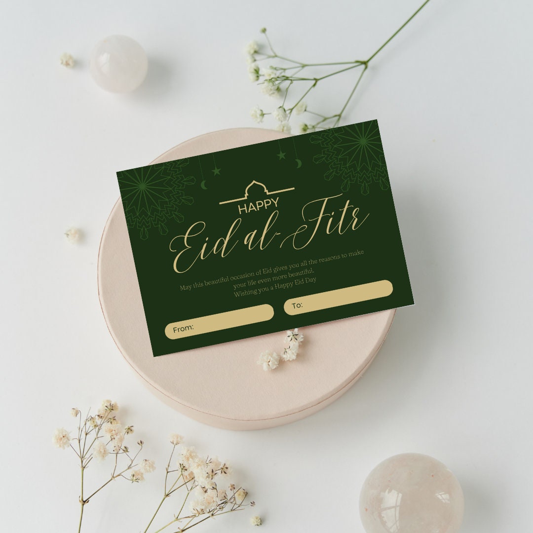 Printable Happy Eid Al-fitr Greeting Card, Muslim Invite, Eid Card ...
