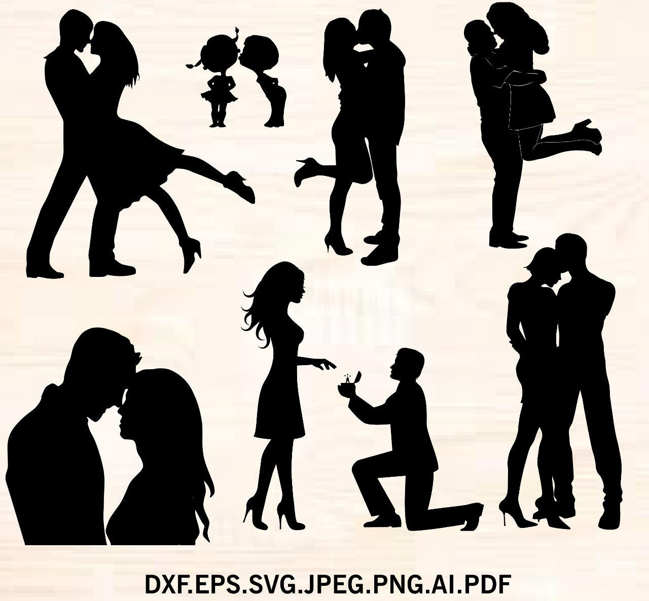 Couple SVG/ Lovers SVG/ Clipart/ Cut Files/ Cricut/ Silhouette/ Vector ...