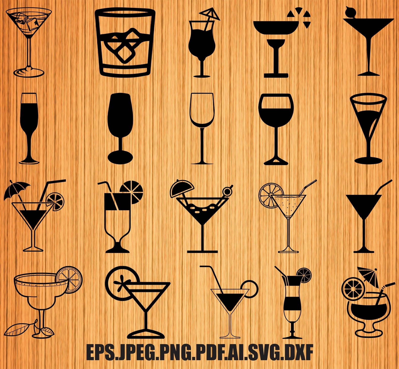 Cocktails SVG Bundle, Cocktail Party SVG, Cocktail Clipart, Drink Cut ...