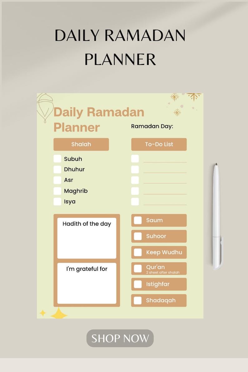 Daily Ramadan Planner Printable, 2024 Ramadan Tracker, Ramadan Journal ...