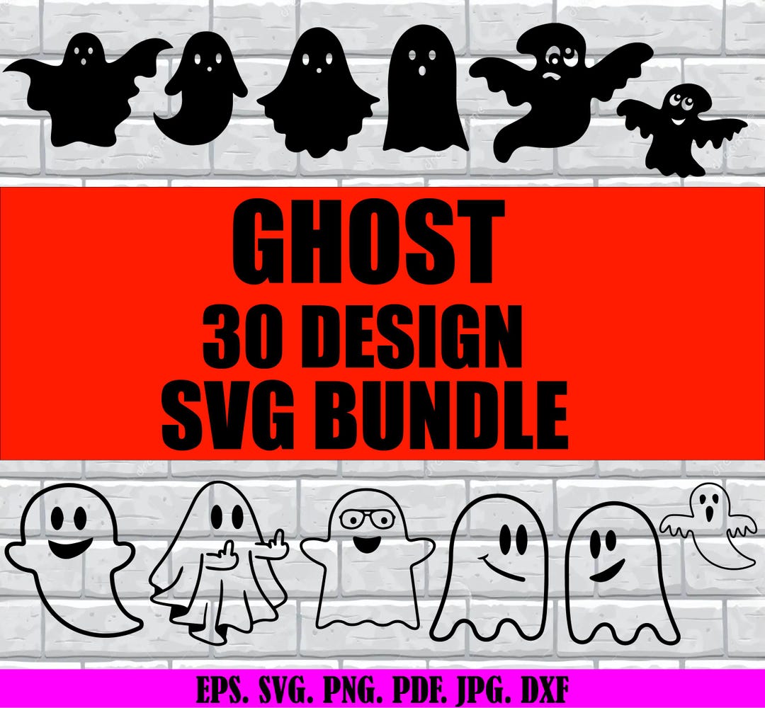 Ghost Svg Bundle, Ghost Svg, Ghost Clipart, Ghost Outline Svg, Ghost ...