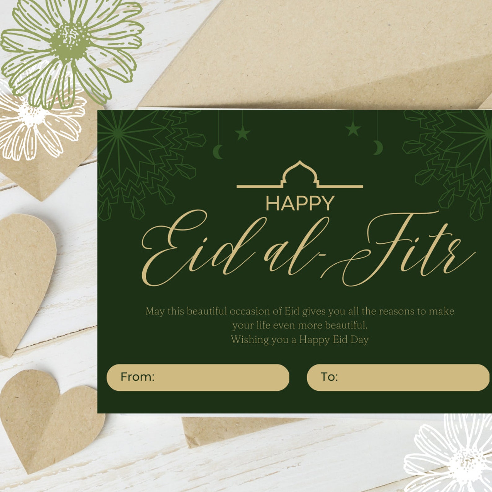 Printable Happy Eid Al-fitr Greeting Card, Muslim Invite, Eid Card ...