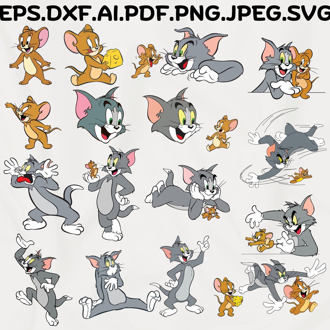 Paquete Tom & Jerry Svg, Svg de alta calidad, Tom y Jerry SVG en capas ...
