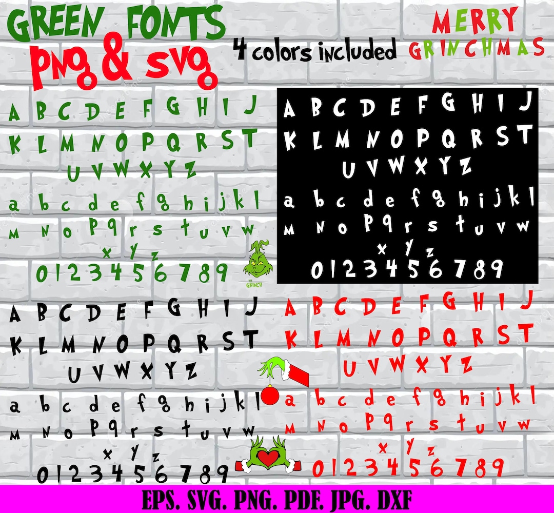 The Green Font SVG, Christmas Holiday Fonts, Green Character Font ...