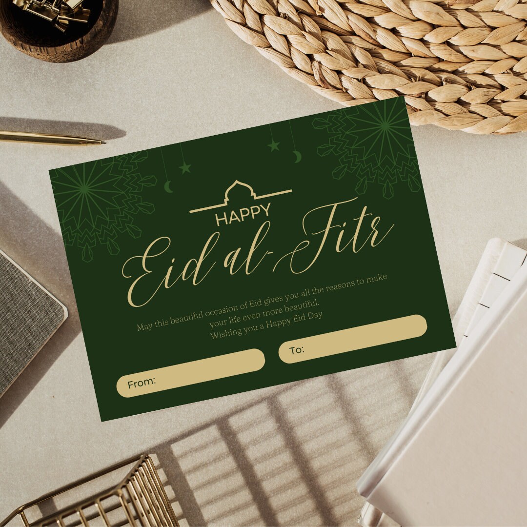 Printable Happy Eid Al-fitr Greeting Card, Muslim Invite, Eid Card ...
