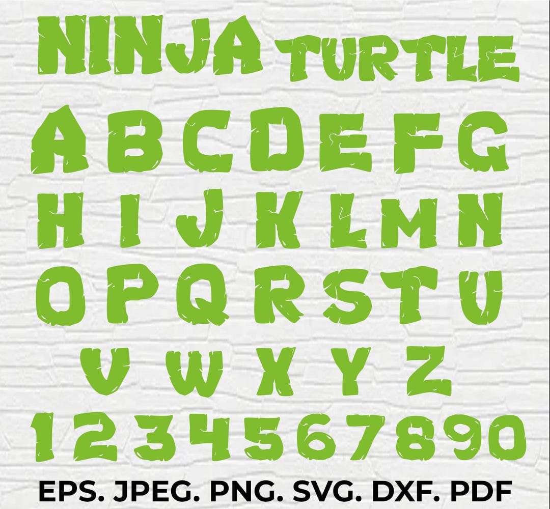 35 Ninja Turtles Font Svg, Cartoon Letters Numbers PNG, for Cricut ...