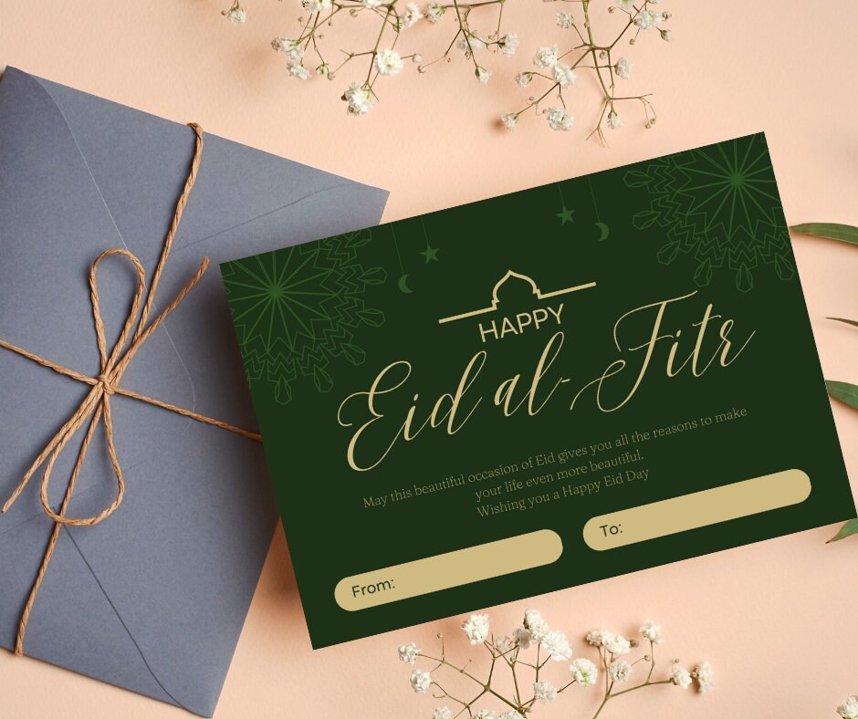 Printable Happy Eid Al-fitr Greeting Card, Muslim Invite, Eid Card ...