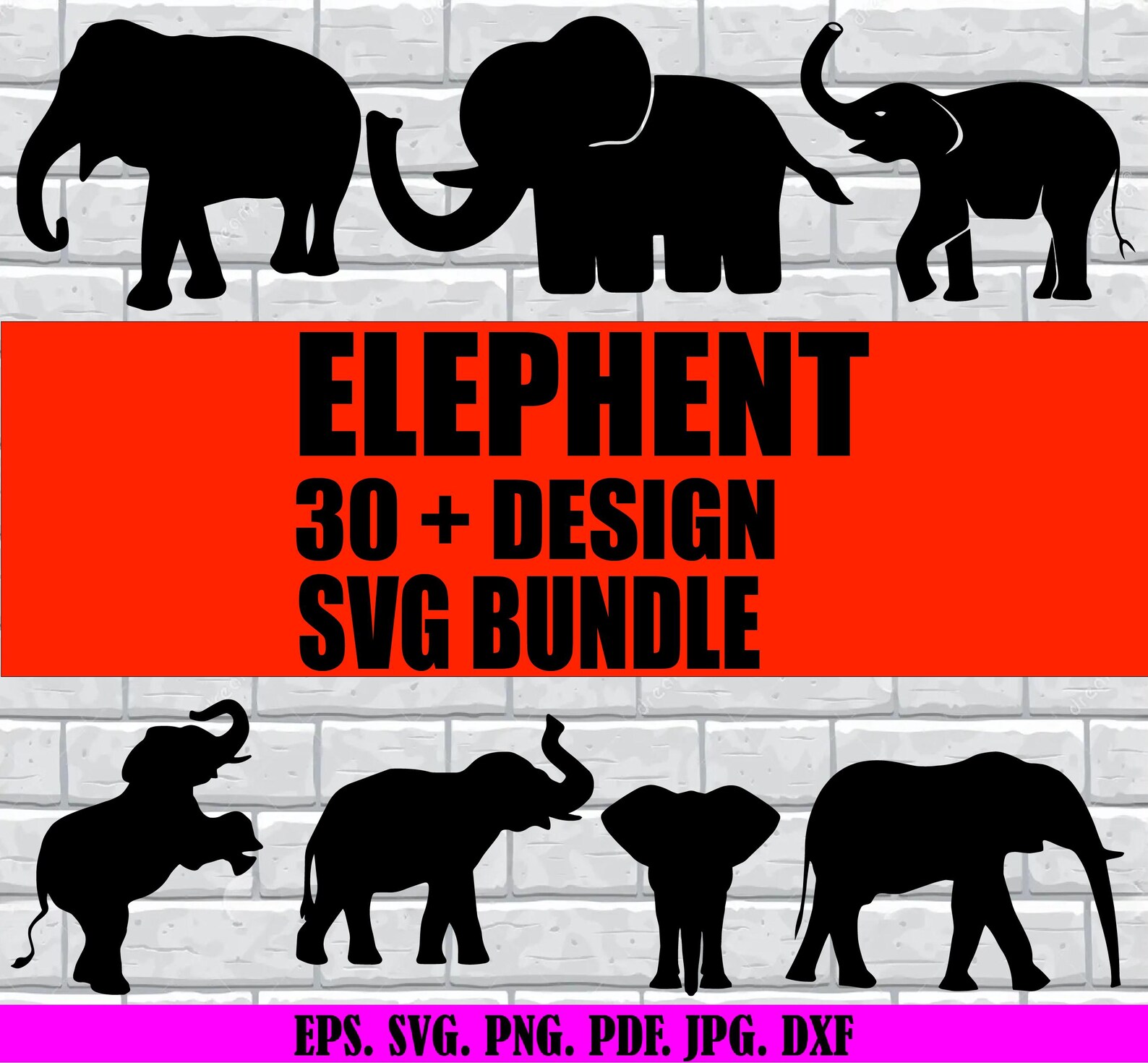 Elephant SVG Bundle- Cute Elephant Png Bundle, Elephant Clipart ...