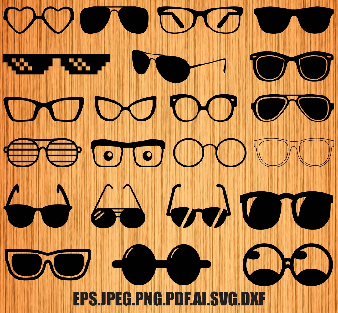 Glasses Set Svg Bundle, Vintage Sunglasses Svg, Sunglasses Clipart ...