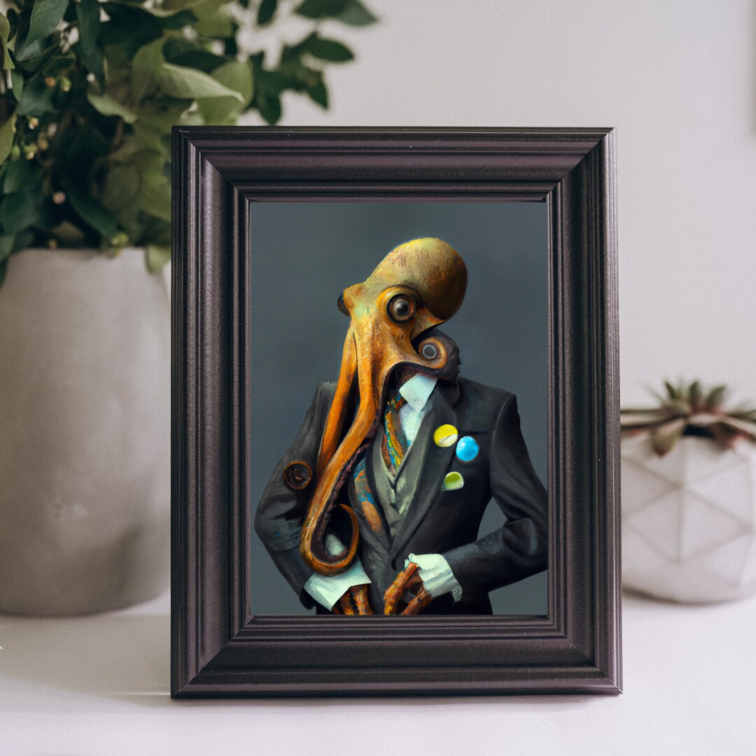 Octopus Deco Portrait Octopus Poster Digital Download Wall Decoration ...