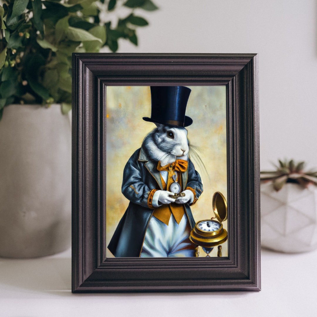 White Rabbit Wall Art, Digital Download Wall Decor, Animal Picture, Mr ...