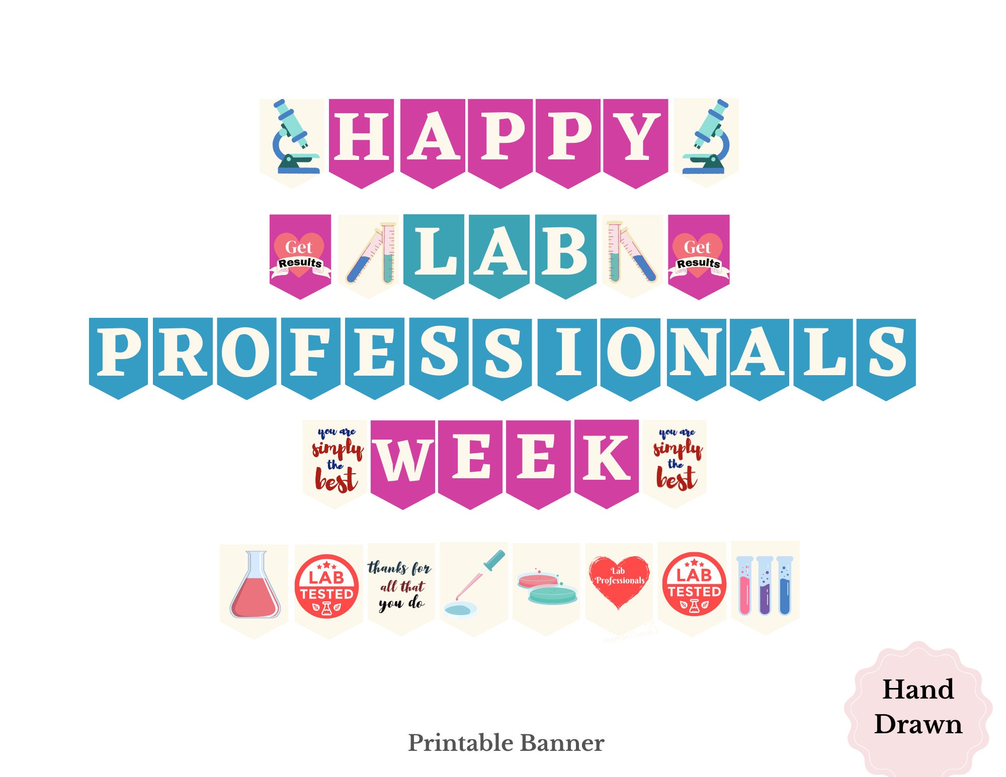 Happy Lab Week Printable Sign, Handdrawn Medical Laboratory ...