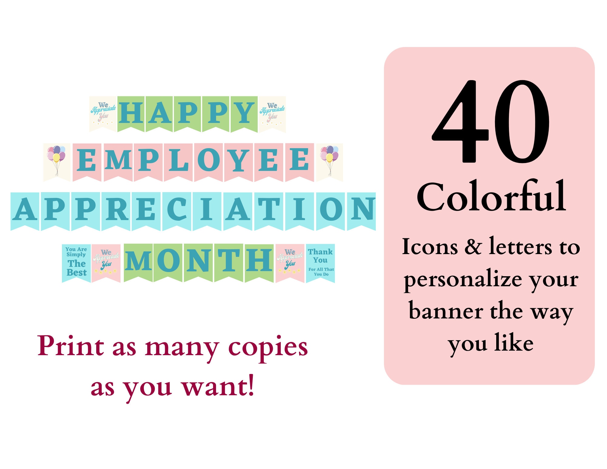 Employee Appreciation Month Printable Banner, Happy Employee ...