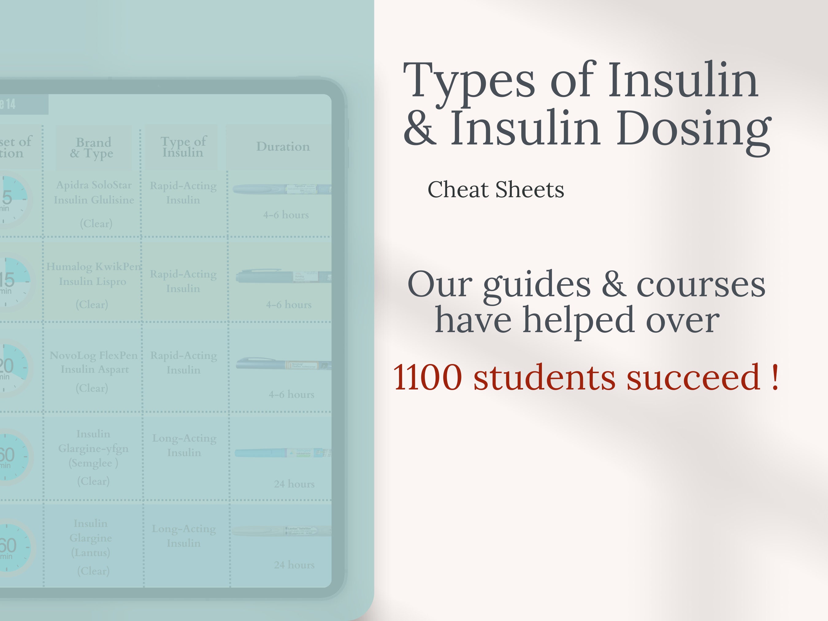 Insulin Types Cheat Sheets Pharmacology Nursing Notes - Etsy