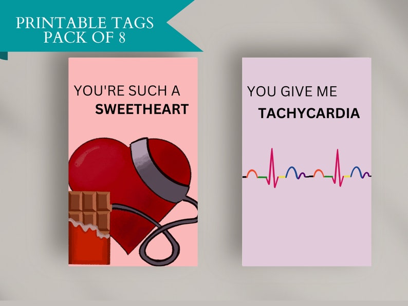 Funny Medical Valentine's Day Cards, Hand-drawn Medical Pun Valentines ...