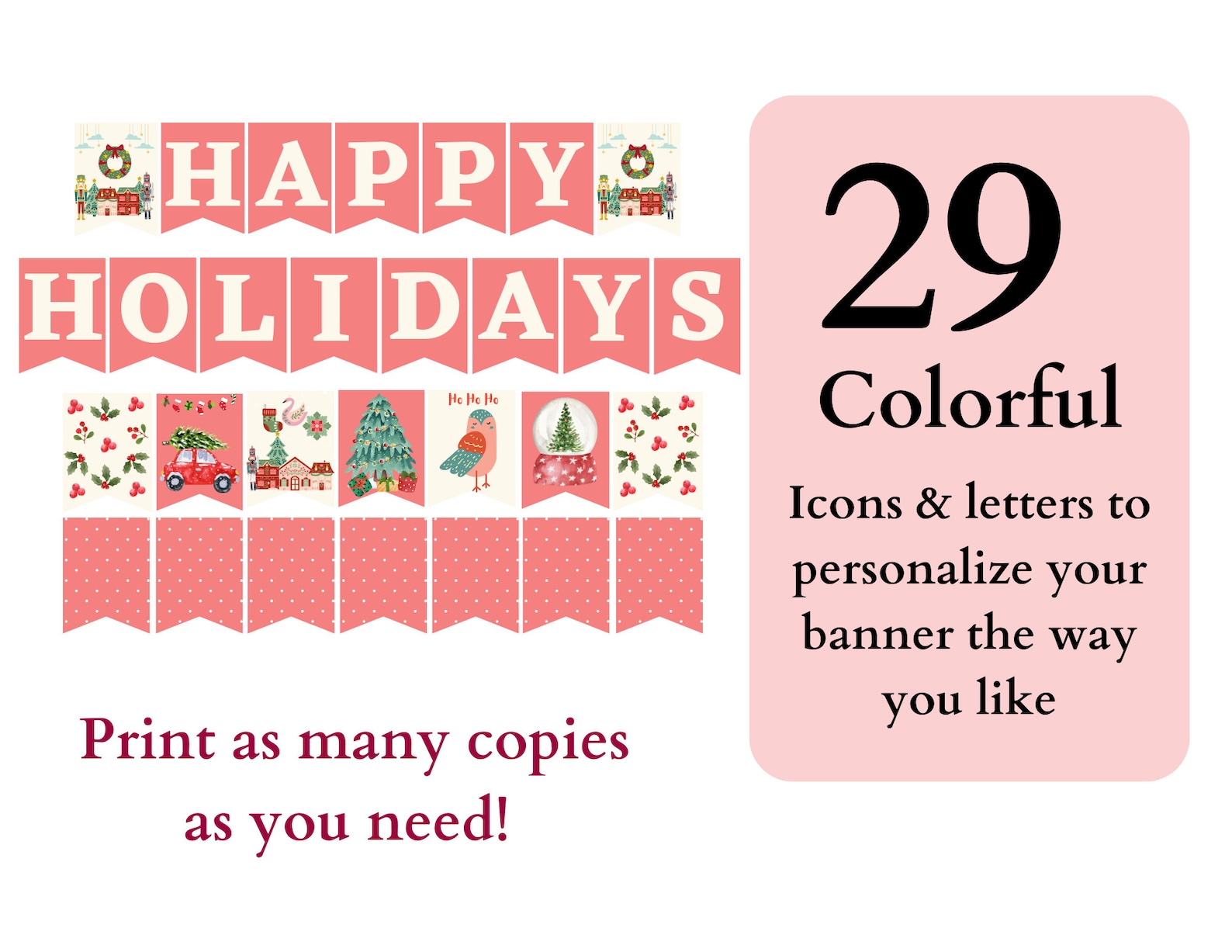 Happy Holidays Banner Printable / Holiday Banner / Happy Holiday Banner ...