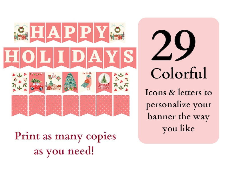 Happy Holidays Banner Printable / Holiday Banner / Happy Holiday Banner ...