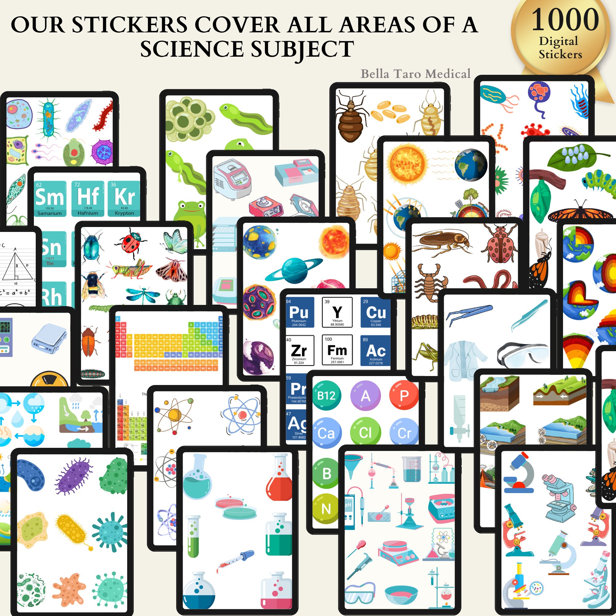 Science & Chemistry Digital Stickers 1000 Pre-cropped iPad Goodnotes ...