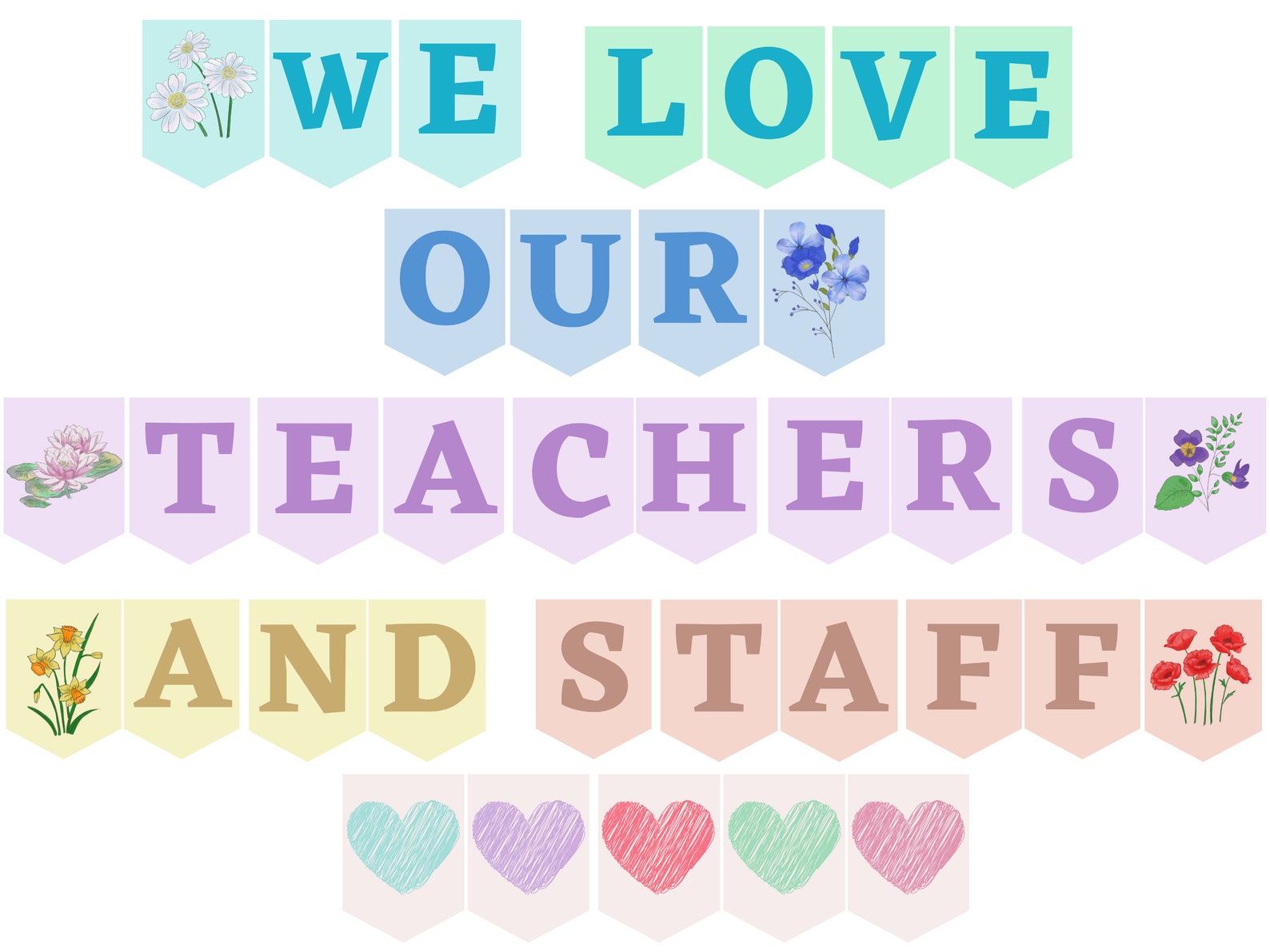 Teacher Appreciation Week Banner Printable / Hand-painted Teacher ...