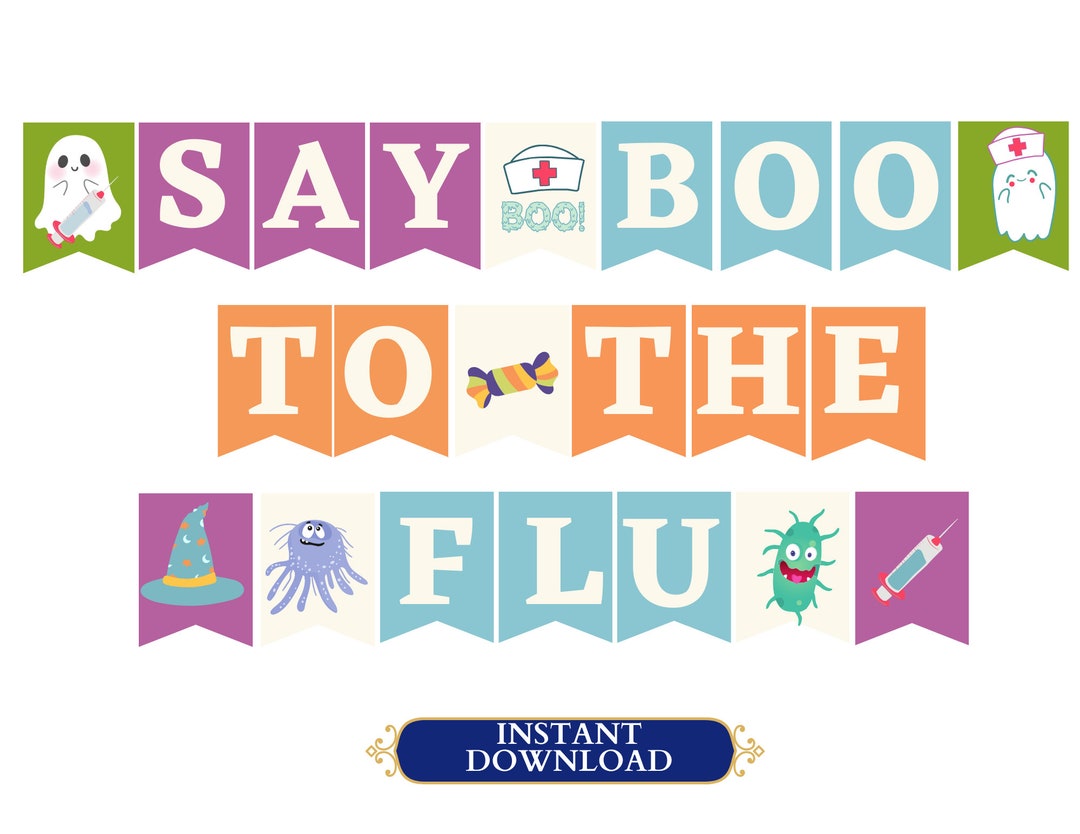 Halloween Nurse Ghost Printable Banner | Say Boo to the Flu Halloween ...
