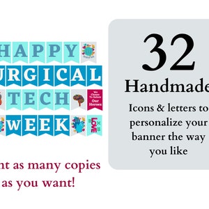 Blue Surgical Tech Week Printable Sign / Hand-drawn Happy Surgical Tech ...