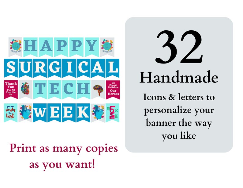Blue Surgical Tech Week Printable Sign / Hand-drawn Happy Surgical Tech ...