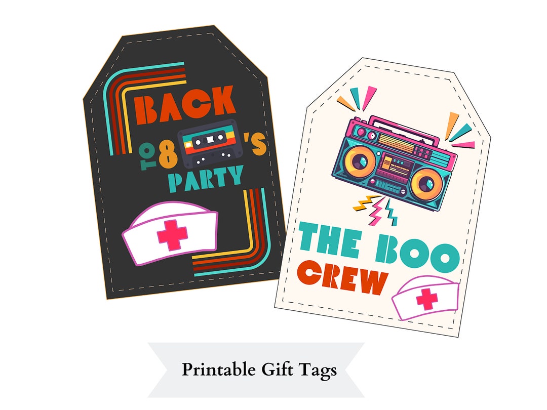 Nurse Back to 80's Halloween Gift Tags, Halloween Printable Candy Gift ...