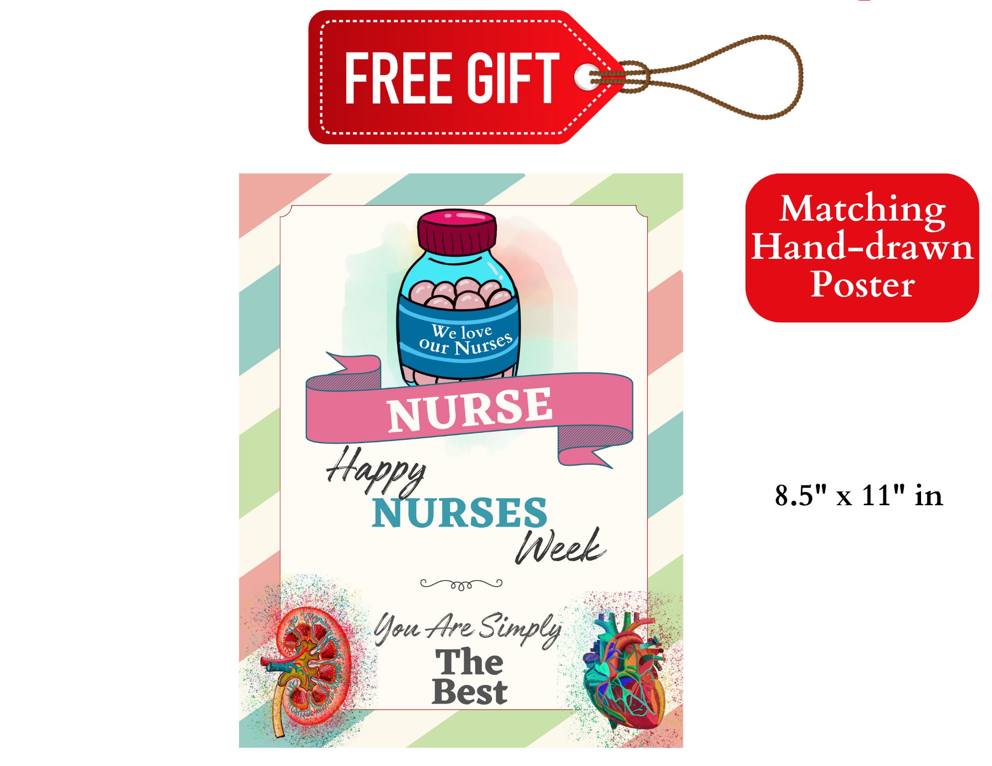 Nurses Week Printable Sign, Hand-drawn Colorful Nurses Week Banner ...