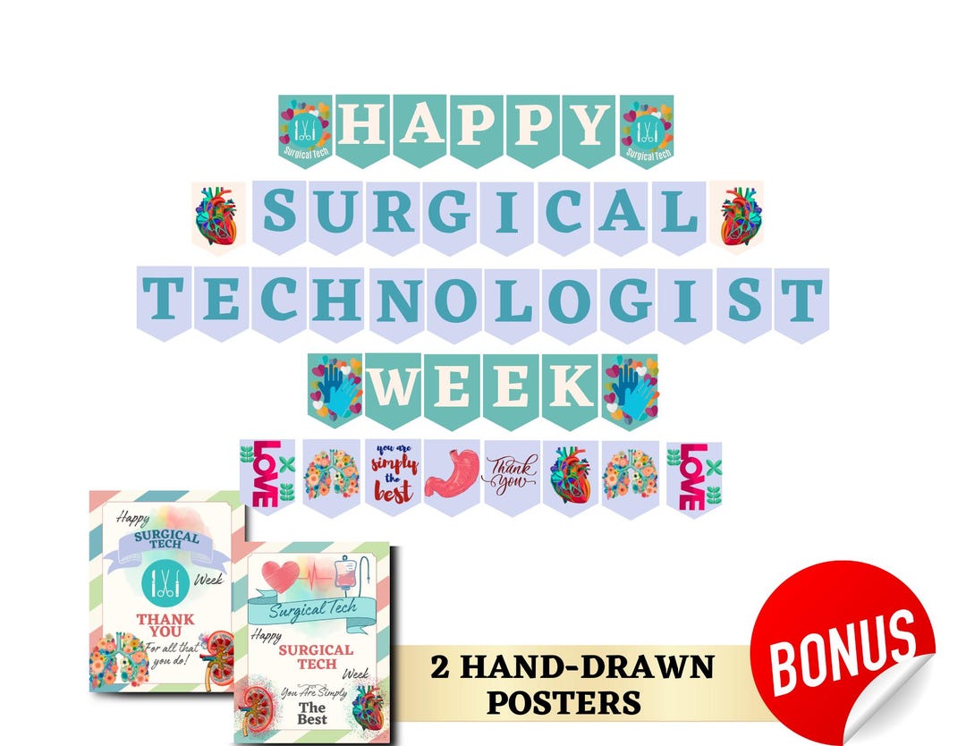 Surgical Technologist Week Printable Sign / Hand-drawn Happy Surgical ...