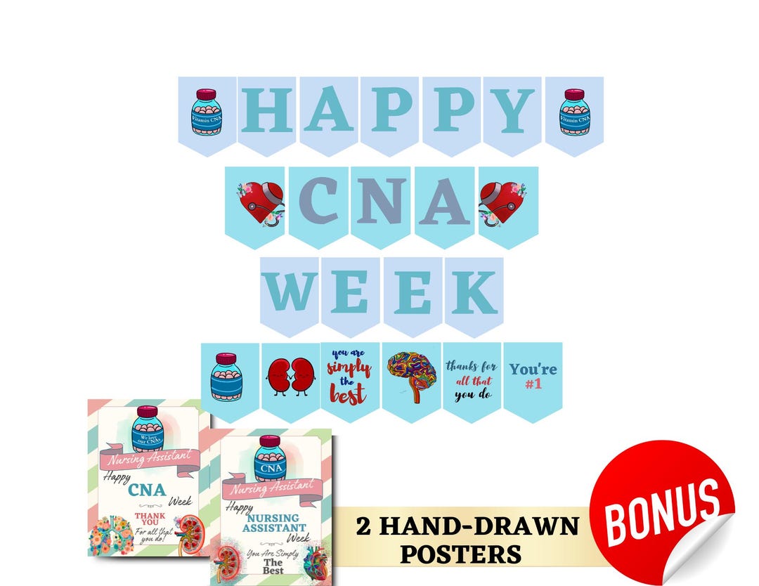 Blue Happy CNA Week Banner Printable / CNA Appreciation Week Banner ...