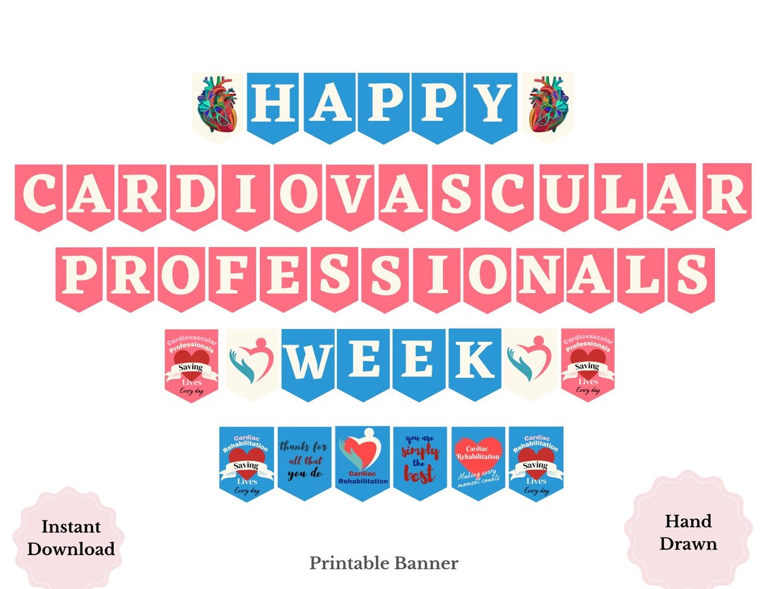 Cardiac Rehab Week Printable Banner: Hand-drawn Heart Team Decor (PDF ...