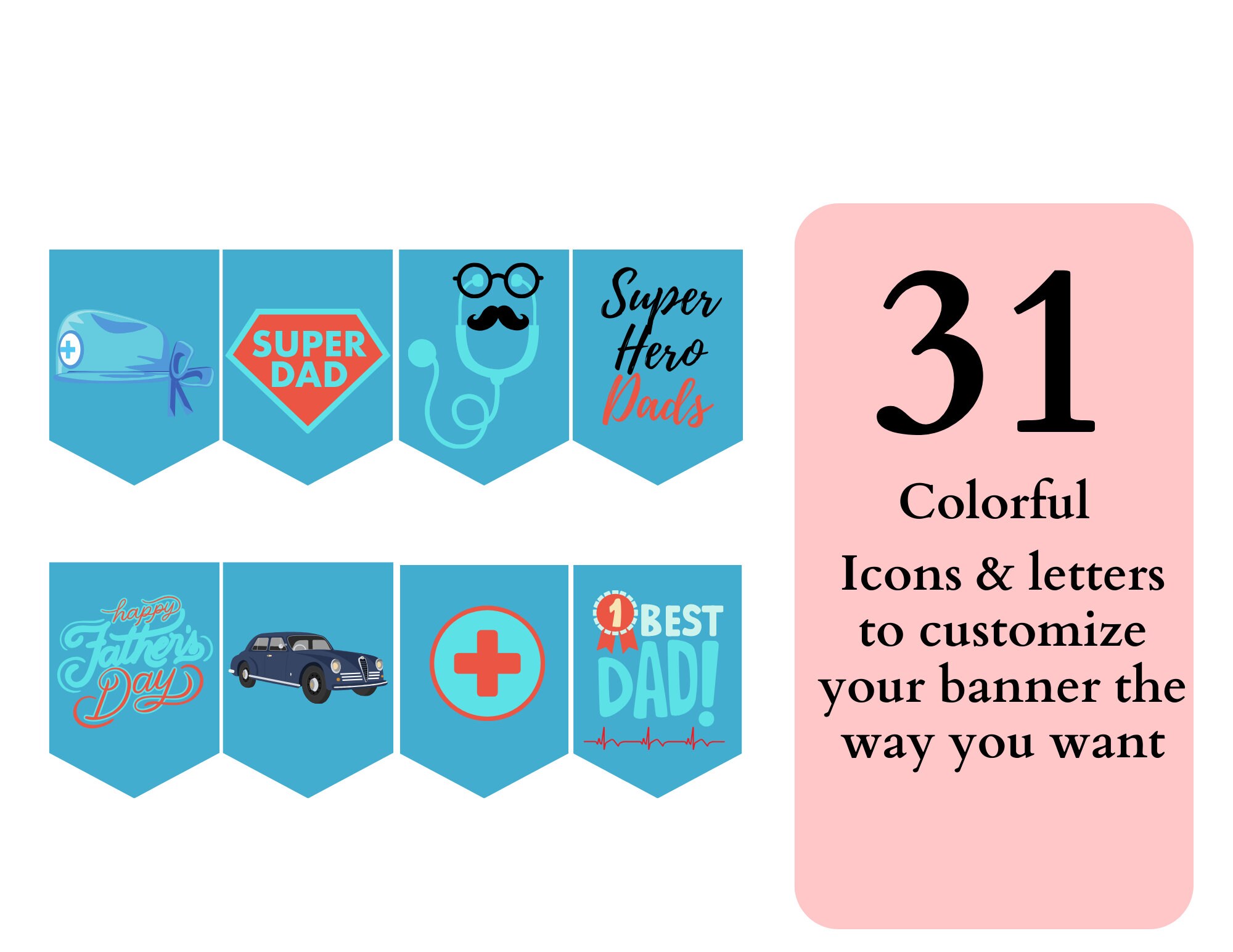 Doctor Dad Father's Day Printable Banner, Hand-drawn Father's Day Gift ...