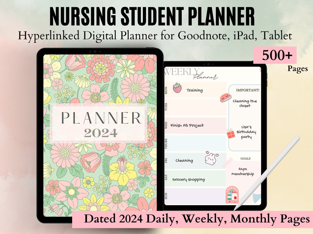 Nursing Student Digital Planner, 2024 Dated Nursing Medical Student ...