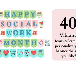 Social Work Month Printable Banner, Hand-drawn Happy Social Work Month ...