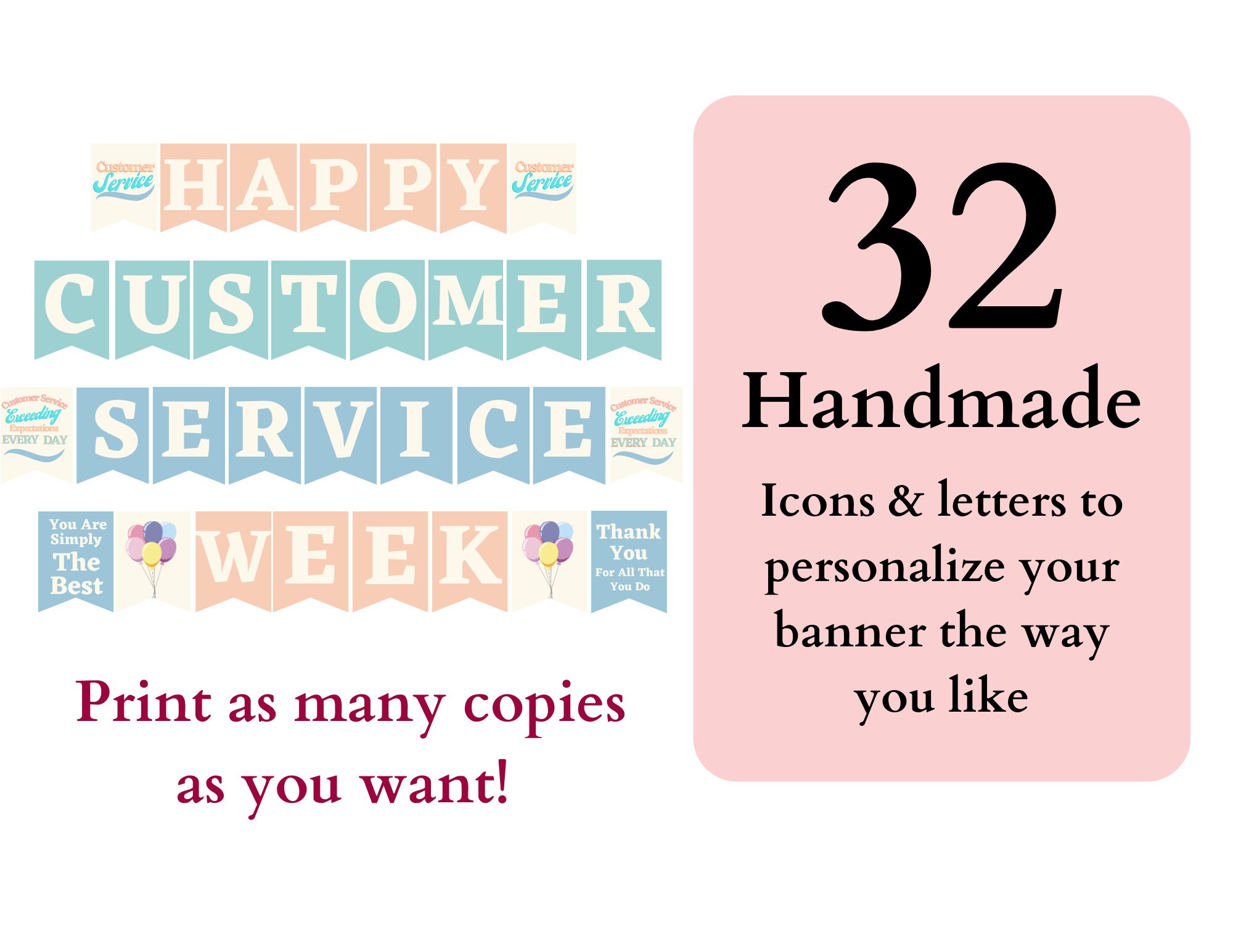 Customer Service Week Printable Banner, Customer Service Week Sign ...