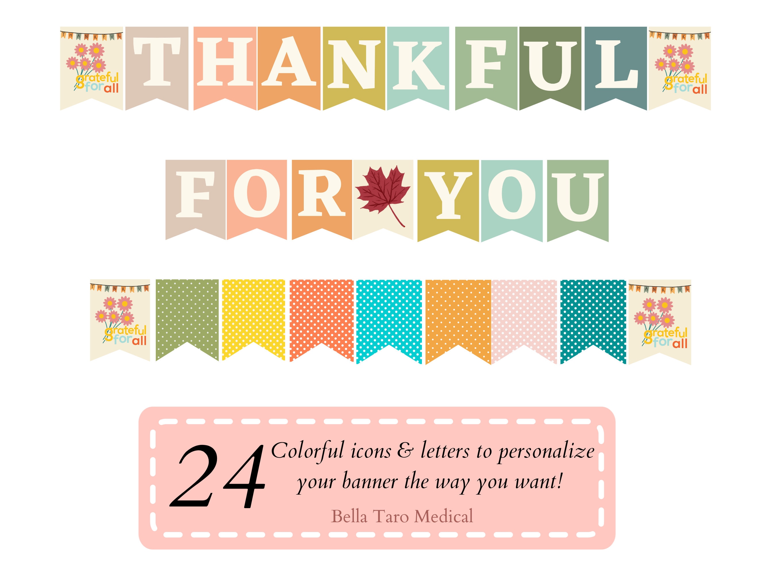 Thankful for You Banner Printable / Thankful Banner / Thankful Bunting ...