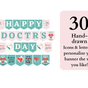 National Doctors Day Printable Banner, Hand-drawn Happy Doctors Day ...