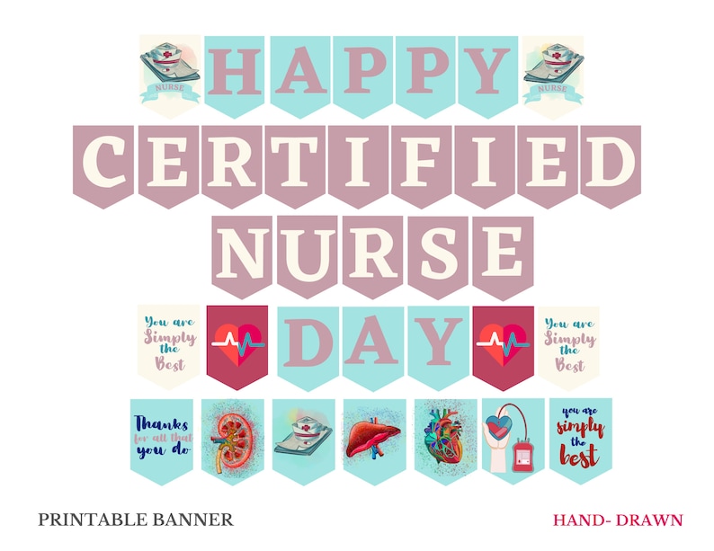 Certified Nurse Day Banner Printable / Hand-drawn Certified Nurse Day Decor / Certified Nurse ...