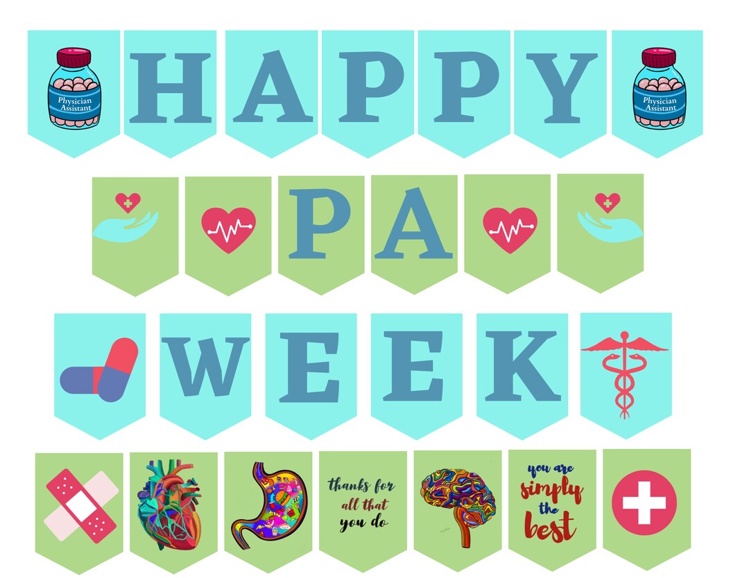Physician Associate/physician Assistant Week Printable Banner, Hand-drawn Happy PA Week ...