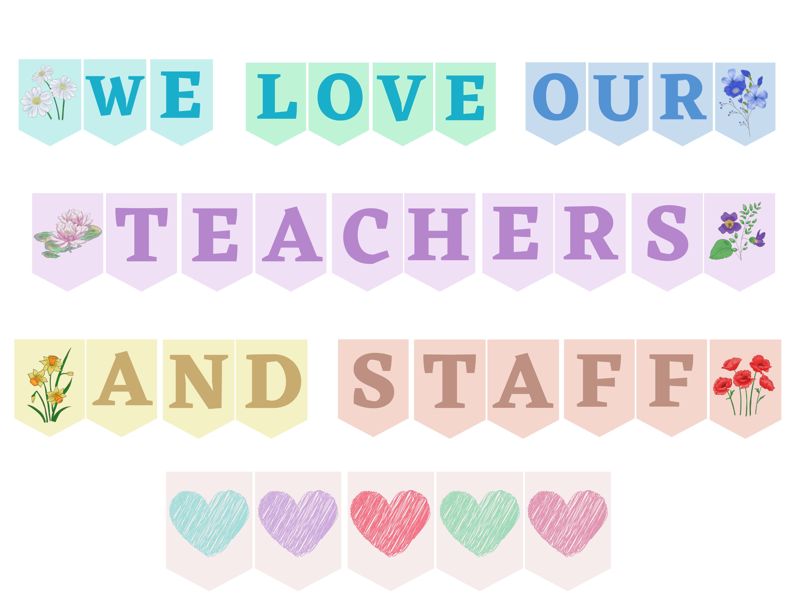 Teacher Appreciation Week Banner Printable / Hand-painted Teacher ...