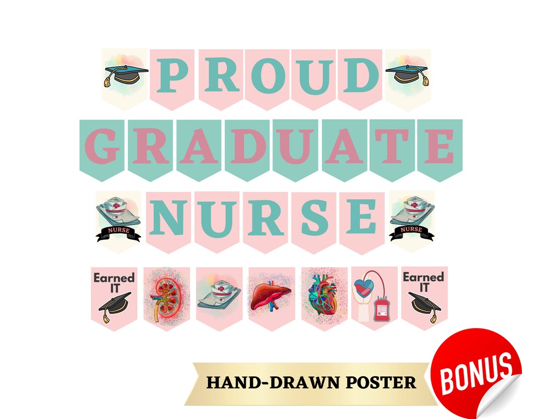 2024 Pink Nurse Graduation Hand-drawn Sign, RN Graduation Party Sign ...