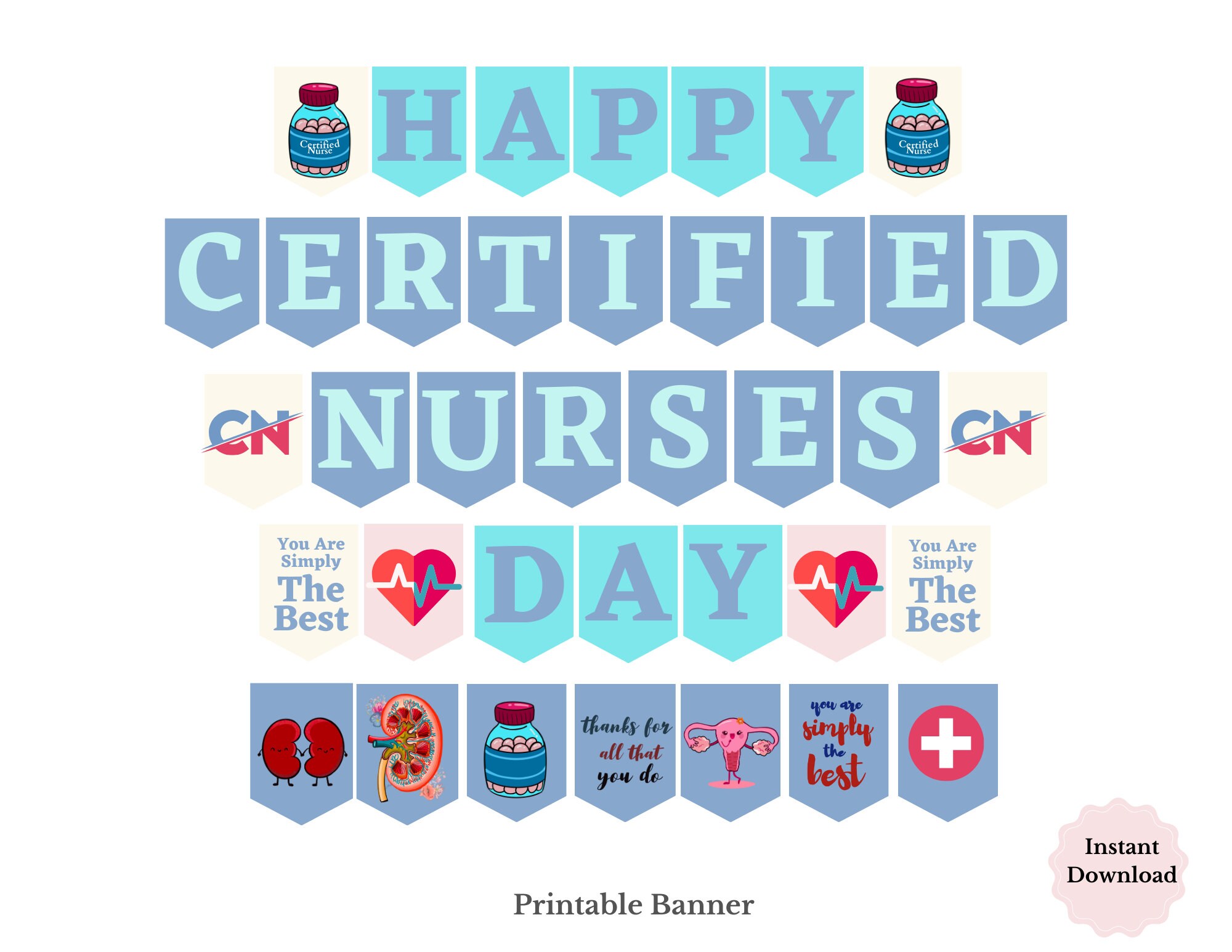 Hand-drawn Certified Nurses Day Banner Printable / Certified Nurses Day ...