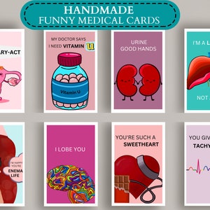 Funny Medical Valentine's Day Cards, Hand-drawn Medical Pun Valentines ...