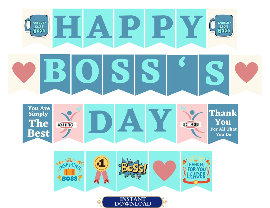 Boss's Day Printable Banner Happy Boss's Day Sign - Etsy