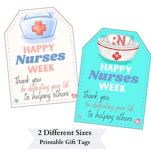 Happy Nurses Week Tags Printable / Nurse Appreciation Tag / Nurses Week ...