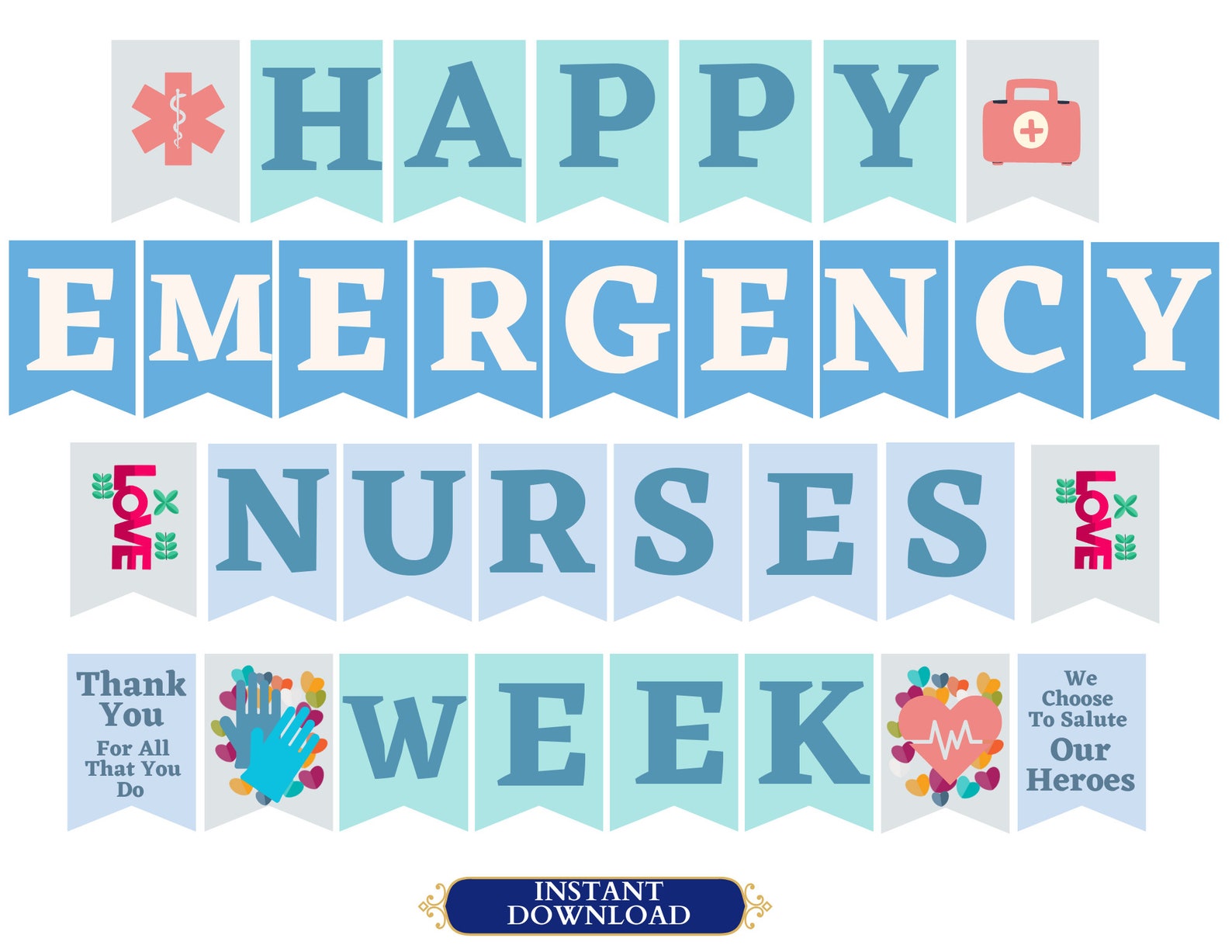 Emergency Nurses Week Banner Printable / Emergency Nurse Week Banner / ER Nurse Week Decor ...