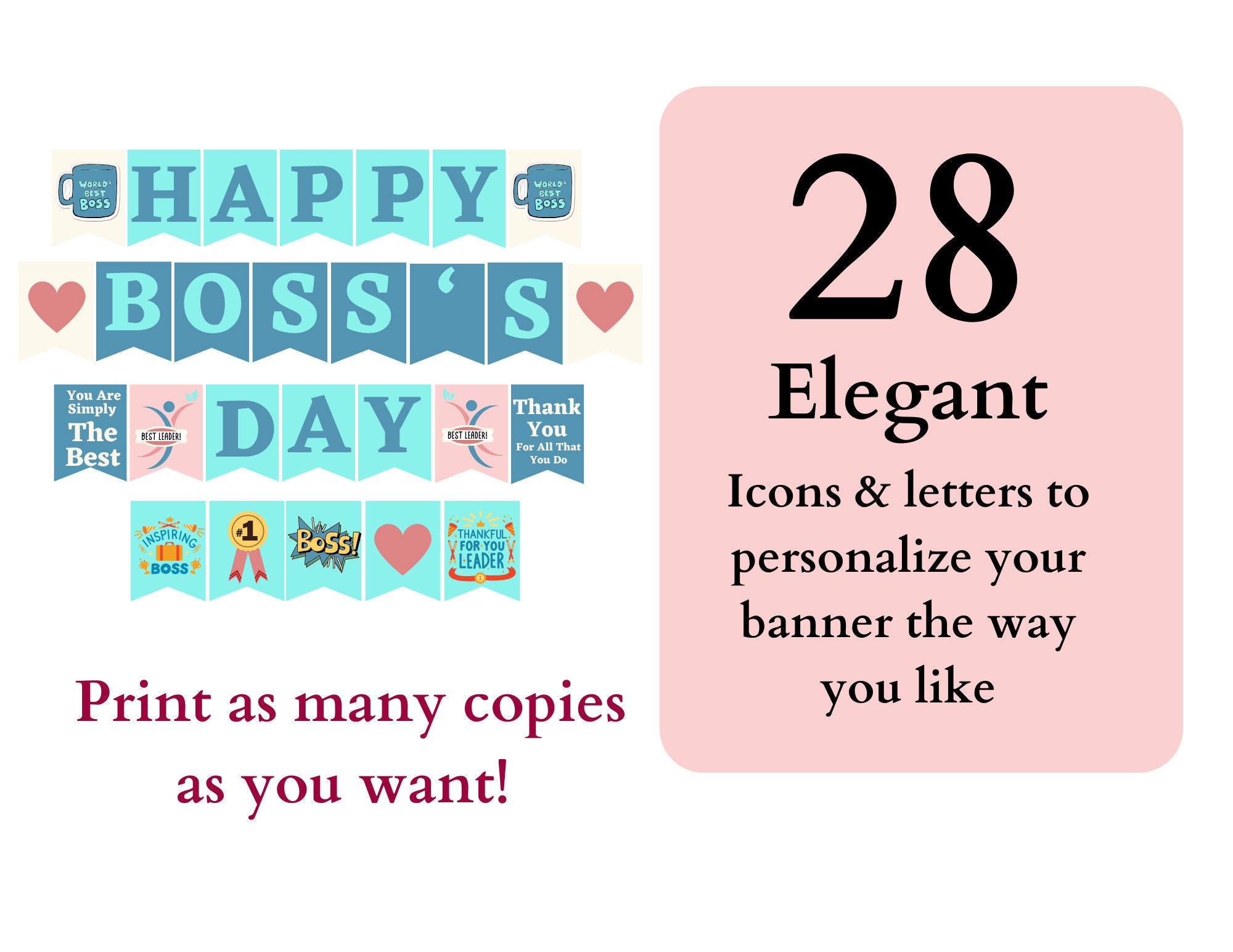 Boss's Day Printable Banner, Happy Boss's Day Sign, National Boss's Day ...
