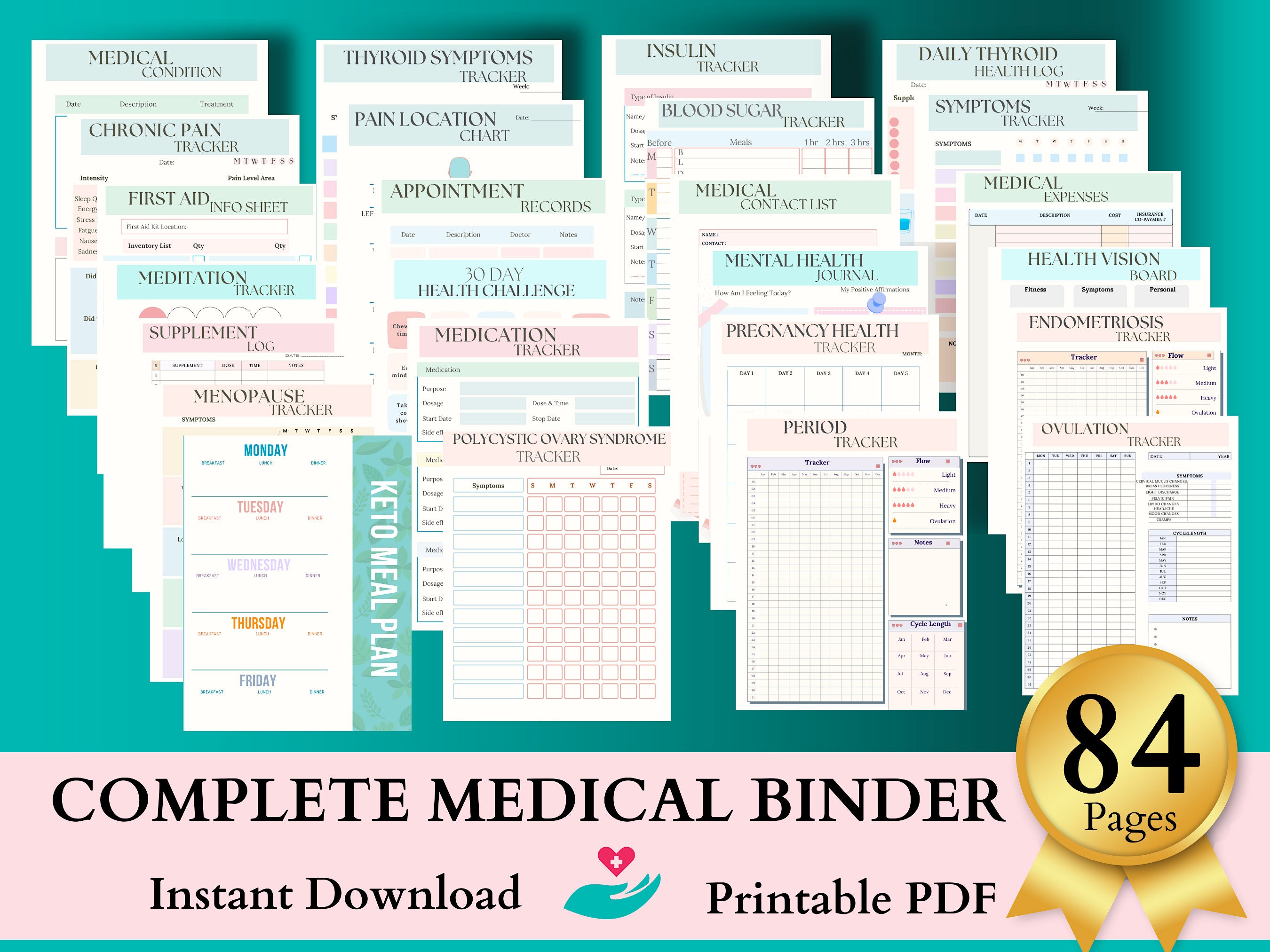 Medical Planner | Medical Binder | Health Tracker | Blood Pressure Log ...