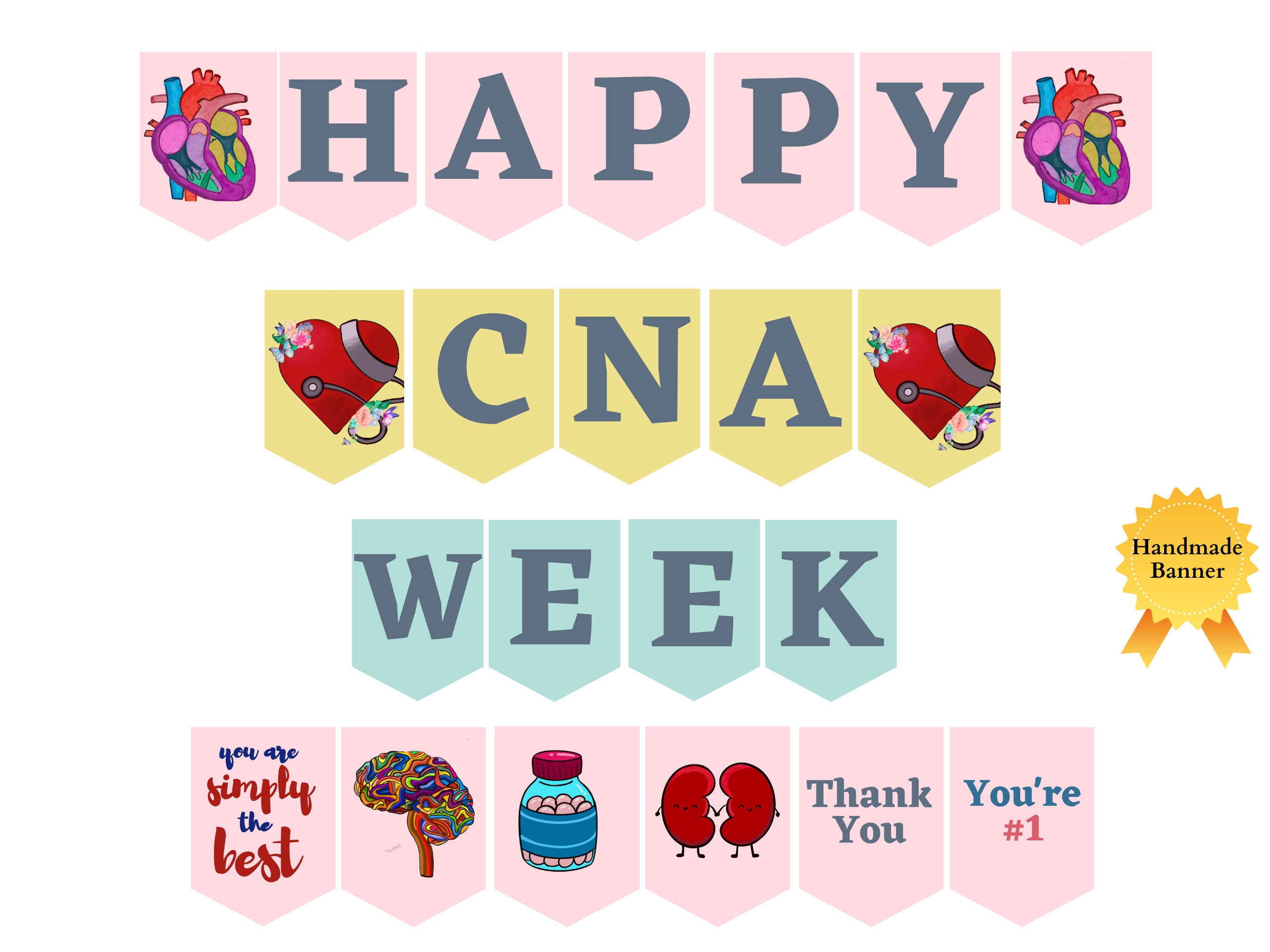 Happy CNA Week Banner Printable / CNA Appreciation Week Banner / Cna Week Bunting / Certified ...